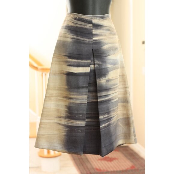 Prada | Skirts | Prada Tan And Purple Striations Shiny Silk And Wool ...